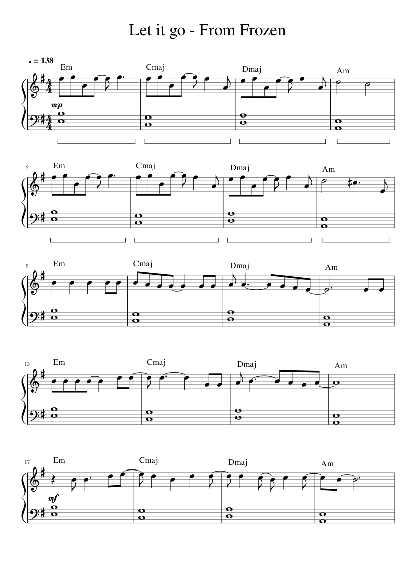 Let It Go – Kristen Anderson-Lopez & Robert Lopez Sheet Music with ...