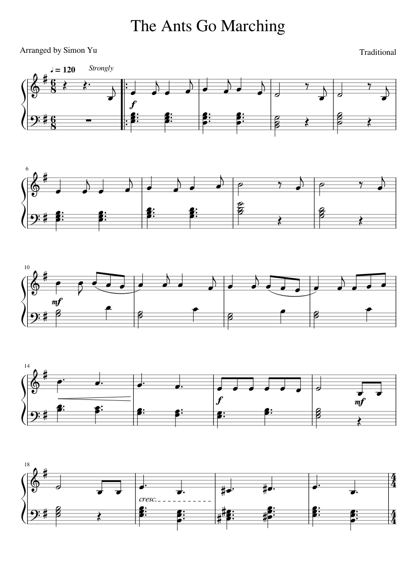 The Ants Go Marching Sheet music for Piano (Solo) Easy | Musescore.com
