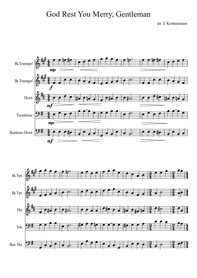 God Rest Ye Merry, Gentleman Sheet Music for Trombone, Trumpet other ...