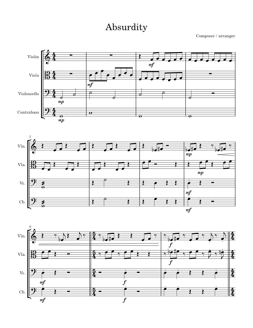 Mikrokosmos, No. 133 – Béla Bartók Absurdity Sheet music for Violin ...