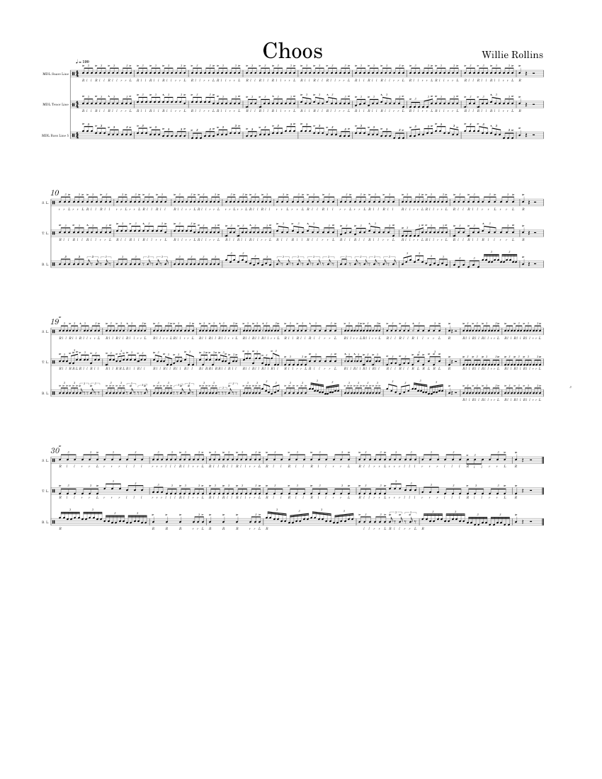 Boom Boom Choo Sheet music for Snare drum, Tenor drum, Bass drum ...