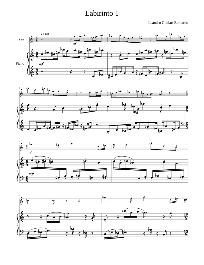 Labirinto 1 Sheet music for Piano, Flute (Solo) | Download and print in ...