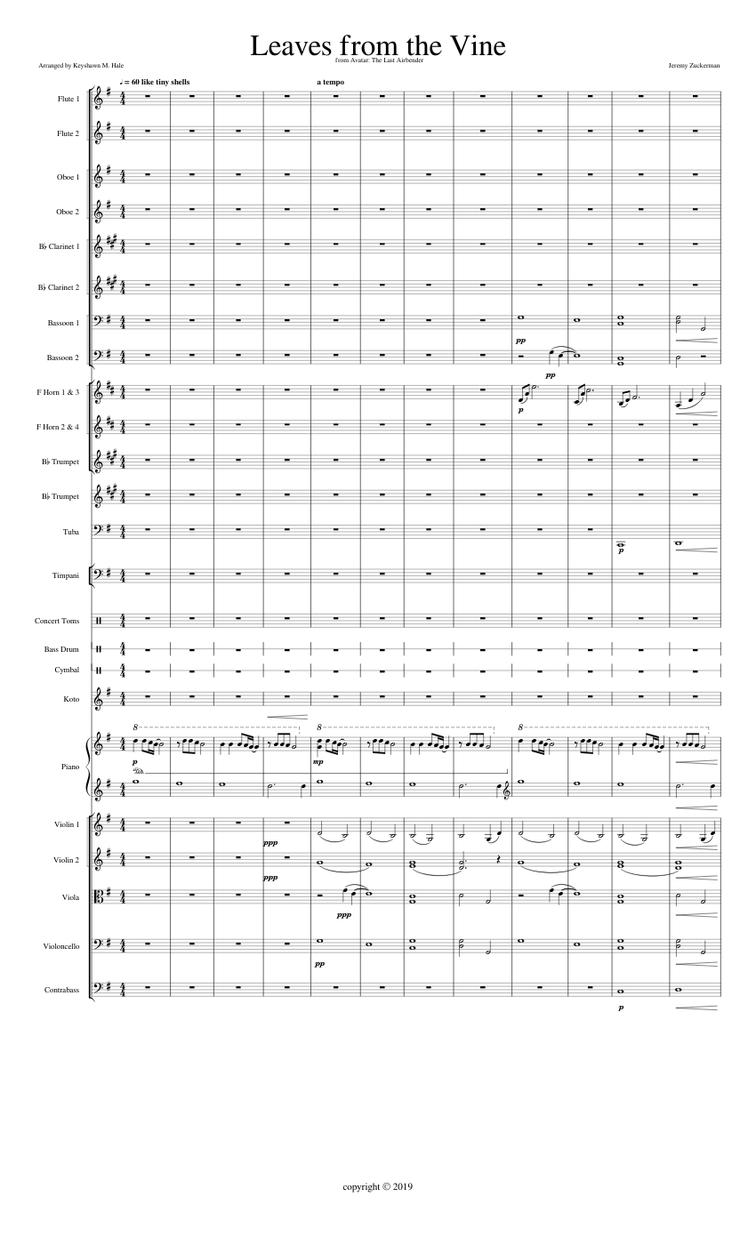 Leaves from the Vine Sheet Music for Piano, Tuba, Flute, Oboe & more ...