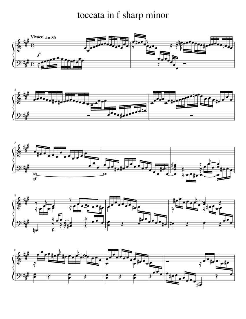 toccata in f# minor (UNFINISHED) Sheet Music for Piano (Solo ...