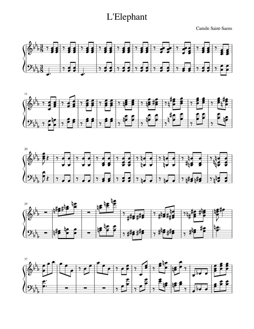 L Elephant Sheet music for Piano (Solo) Easy | Musescore.com