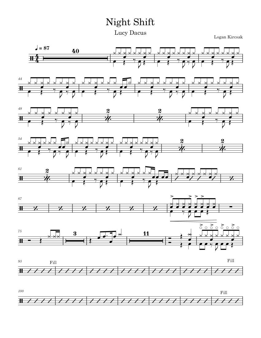 Night shift – Lucy Dacus Night Shift Sheet Music for Drum group (Solo ...