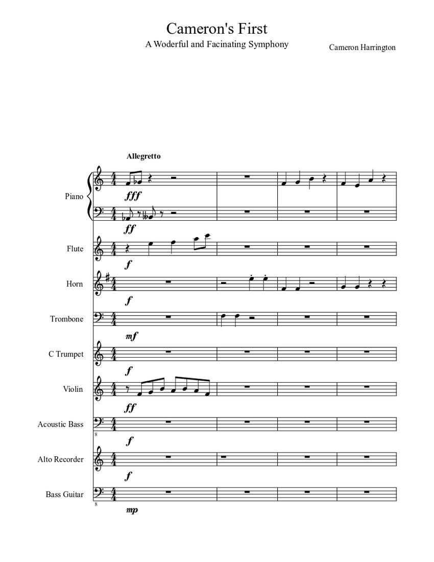 Cameron's First Sheet music for Piano, Trombone, Flute, Violin, Trumpet ...