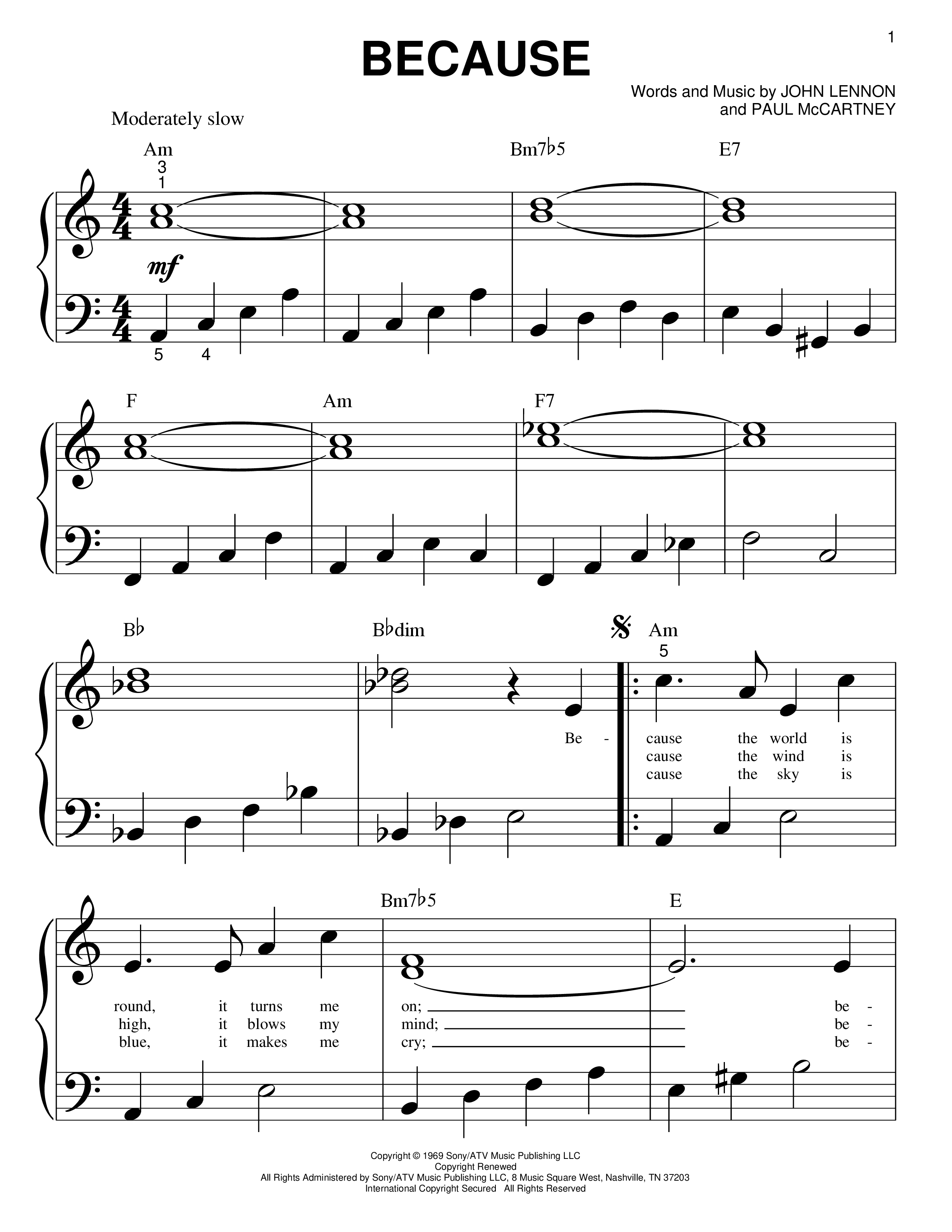 because Sheet music for Piano by The Beatles Official | MuseScore.com
