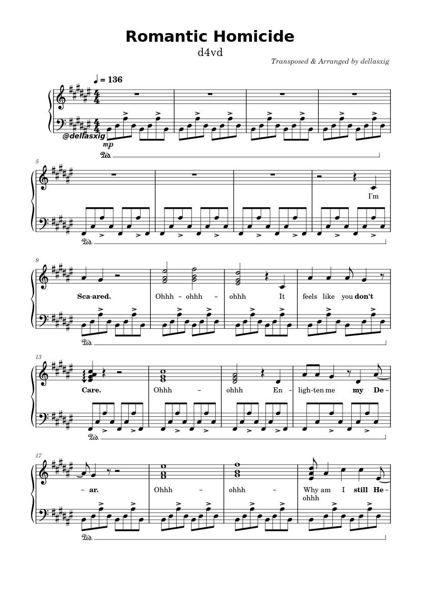 Romantic Homicide - d4vd Sheet music for Piano (Solo) | Musescore.com