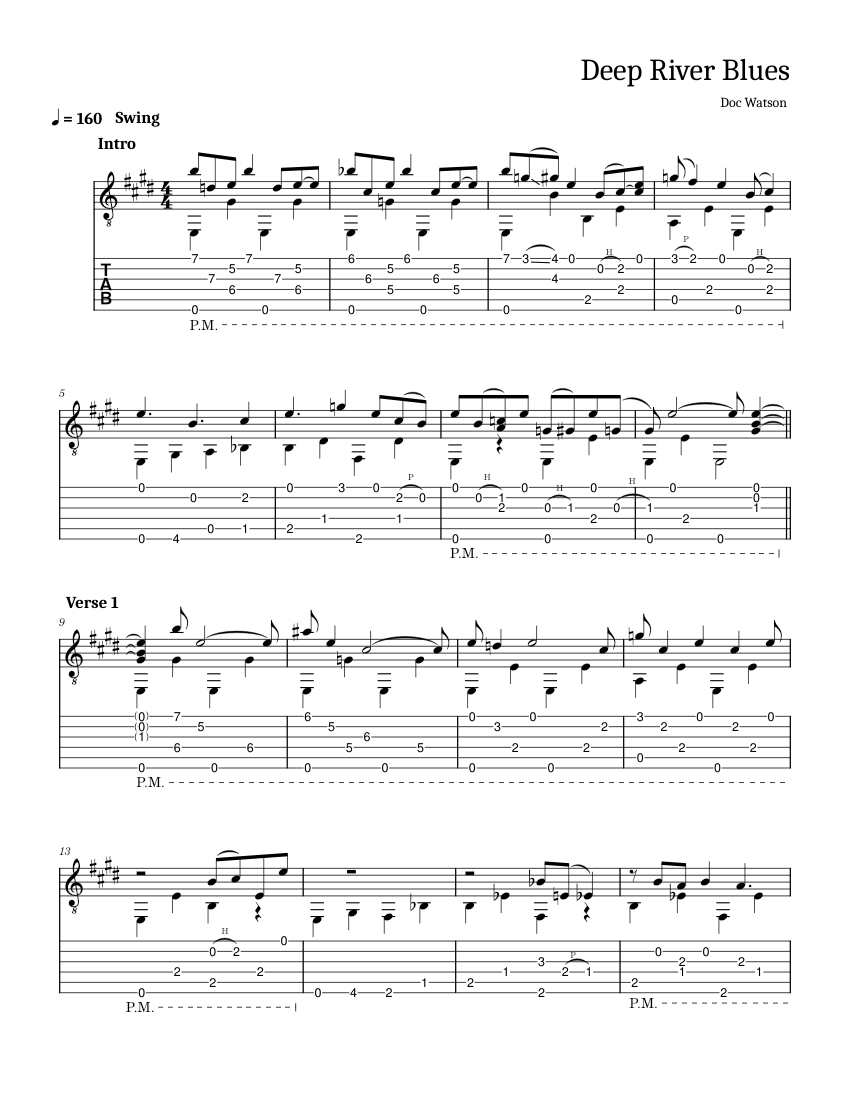 Deep River Blues Sheet music for Guitar (Solo) | Musescore.com