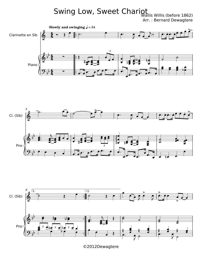 Swing Low, Sweet Chariot - Wallis Willis Sheet music for Piano ...