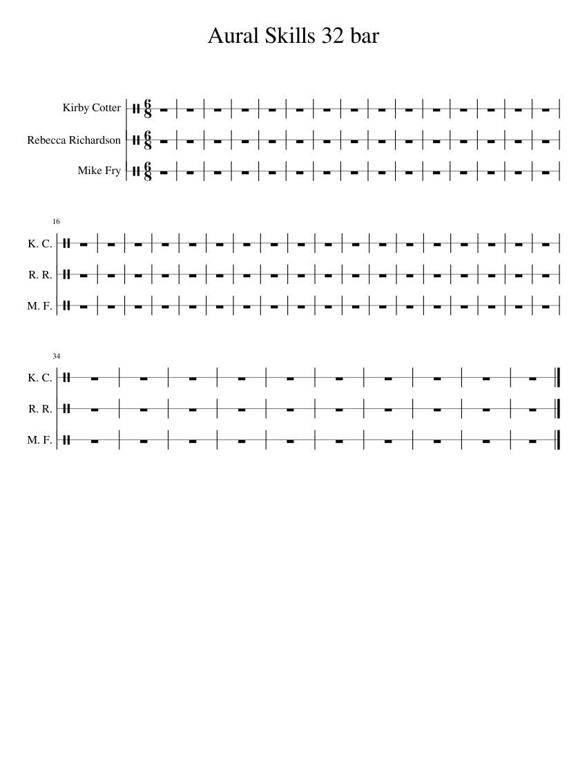 Aural Skills 32 bar Sheet music for Snare drum (Percussion Trio ...