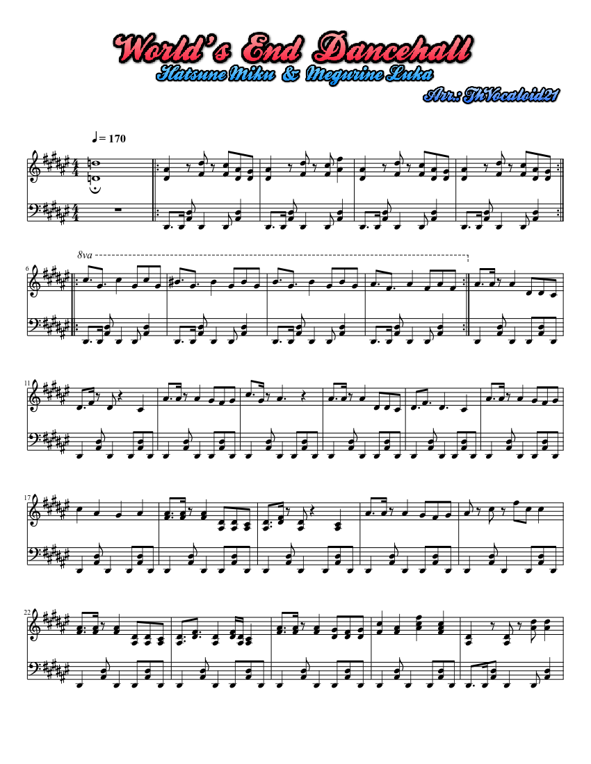 World's End Dancehall Sheet Music for Piano (Piano Duo) | MuseScore.com