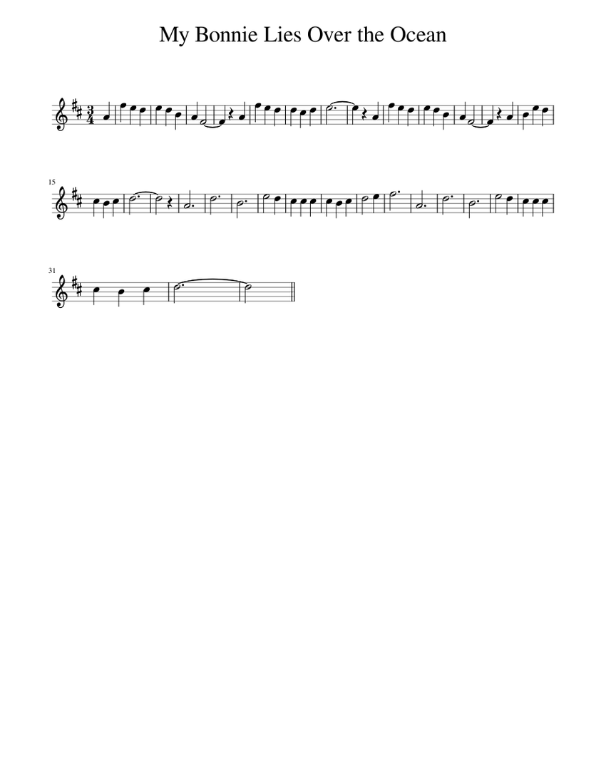 My Bonnie Lies Over the Ocean Sheet music for Piano (Solo) Easy ...