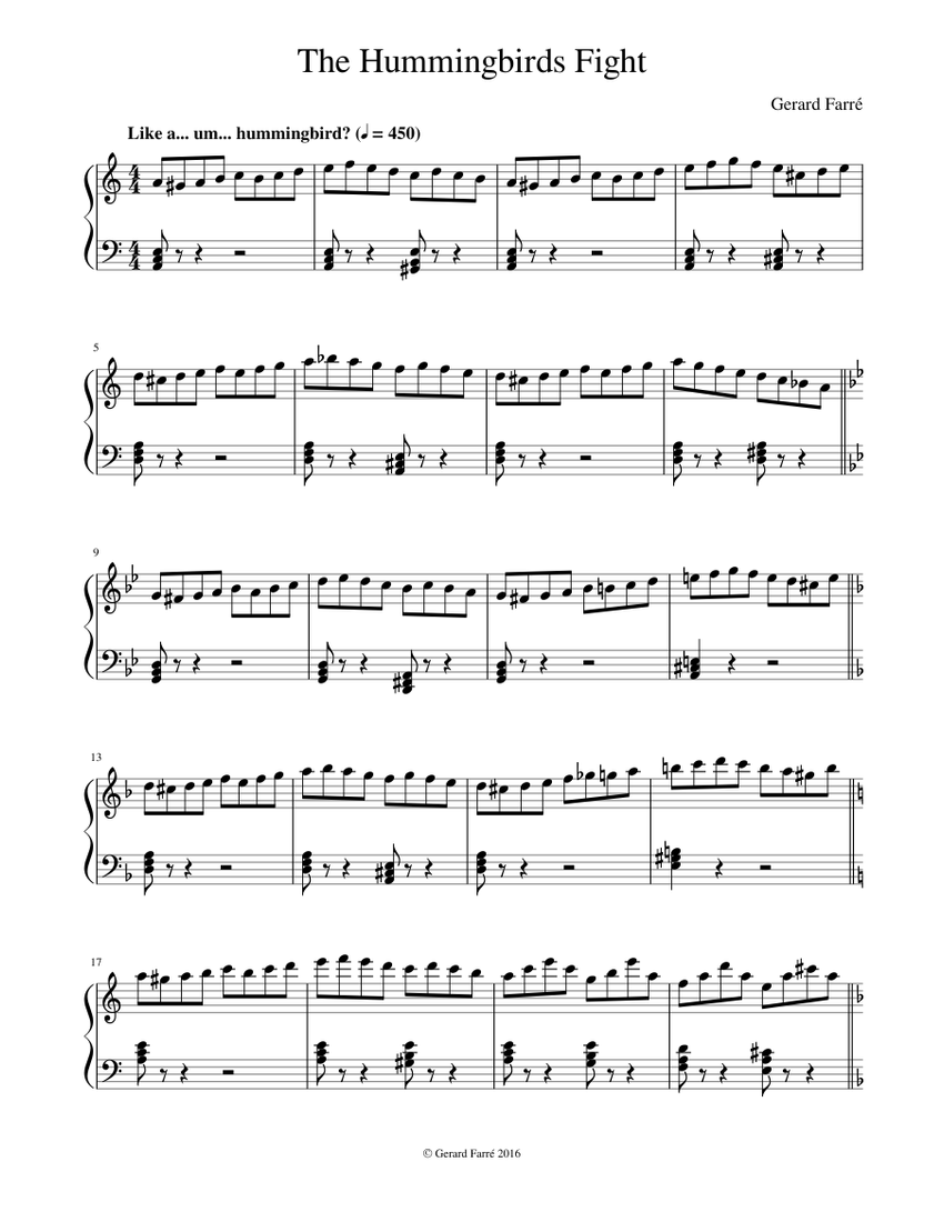 The Hummingbirds Fight Sheet music for Piano (Solo) | Download and ...