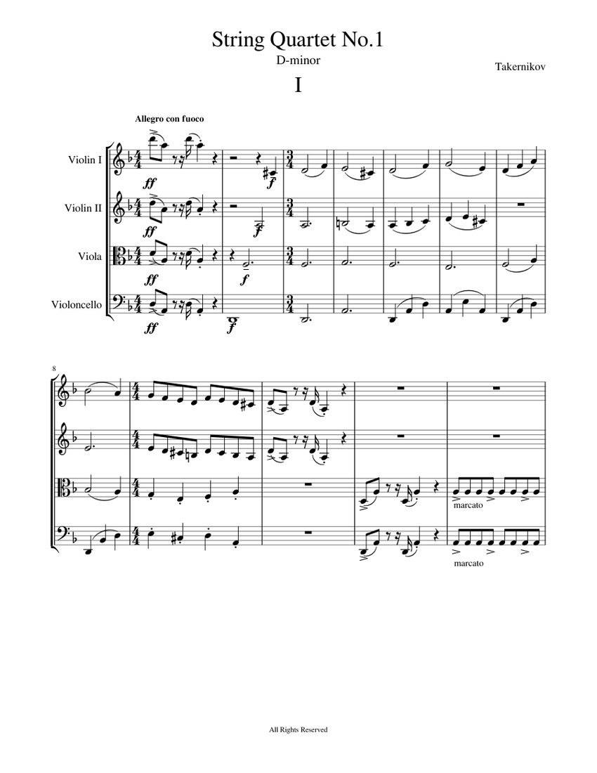 String Quartet No1 - Original Composition Sheet music for Violin, Viola ...
