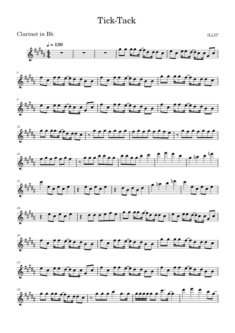 Tick Tack – ILLIT Sheet Music for Clarinet other (Solo) | MuseScore.com