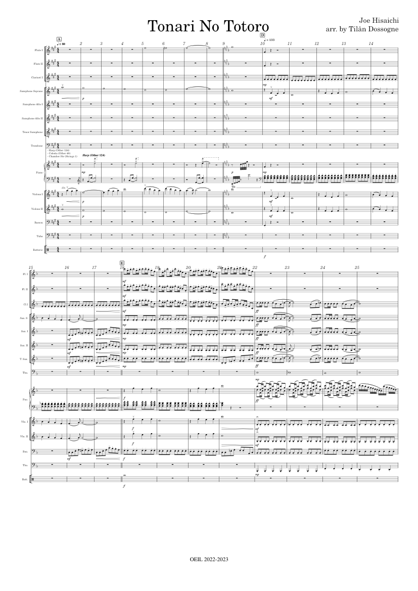 Tonari No Totoro (My Neighbour Totoro) Sheet Music for Piano, Trombone ...