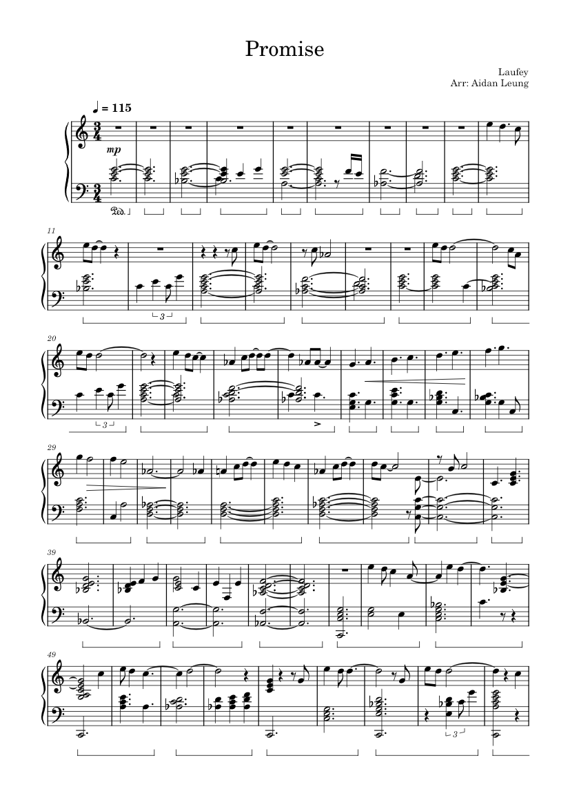Promise – Laufey - Piano Solo [WIP] Sheet Music for Piano (Solo) Easy | MuseScore.com