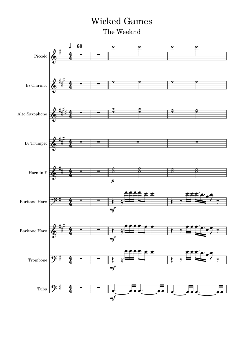 Wicked games – The Weeknd Sheet music for Trombone, Tuba, Flute piccolo ...
