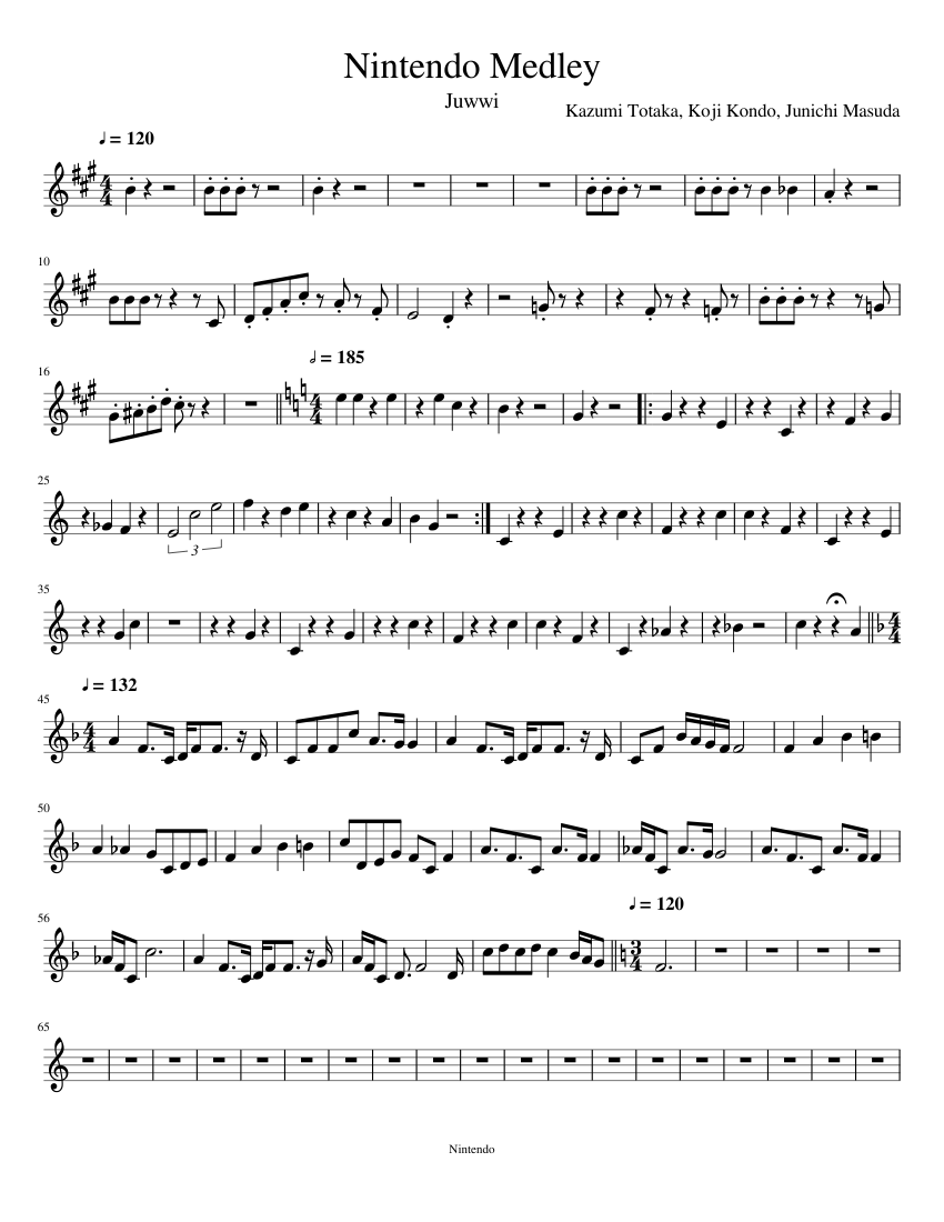 Julie's Nintendo Medley (Julie) Sheet music for Piano (Solo) Easy ...