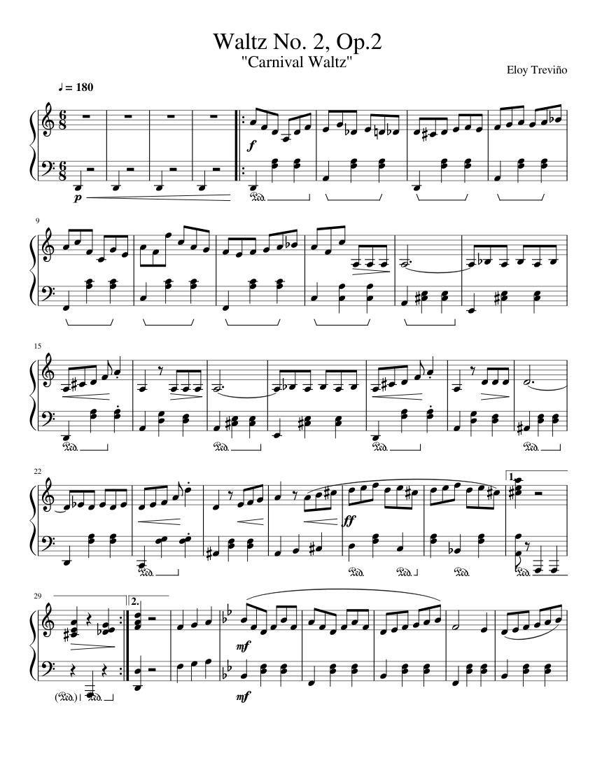 Waltz No. 2, Op.2 Sheet music for Piano (Solo) | Musescore.com