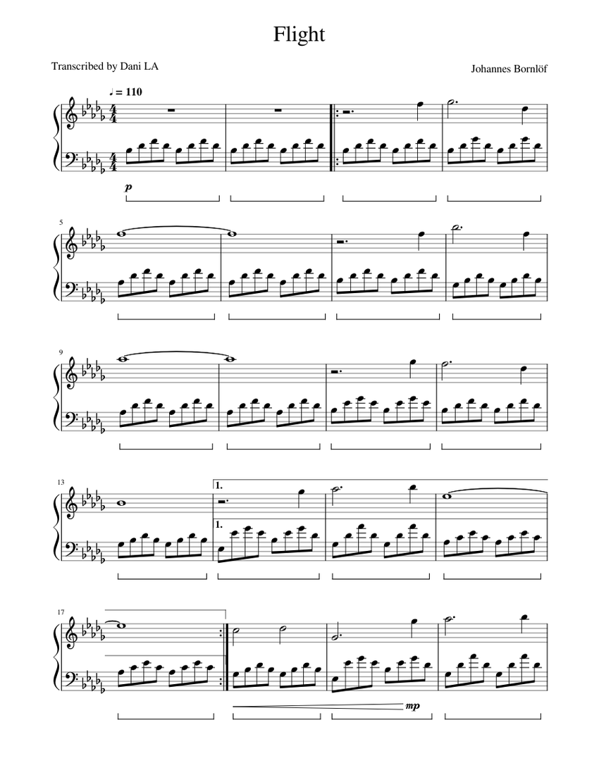 Flight - Johannes Bornlöf Sheet music for Piano (Solo) Easy | Musescore.com