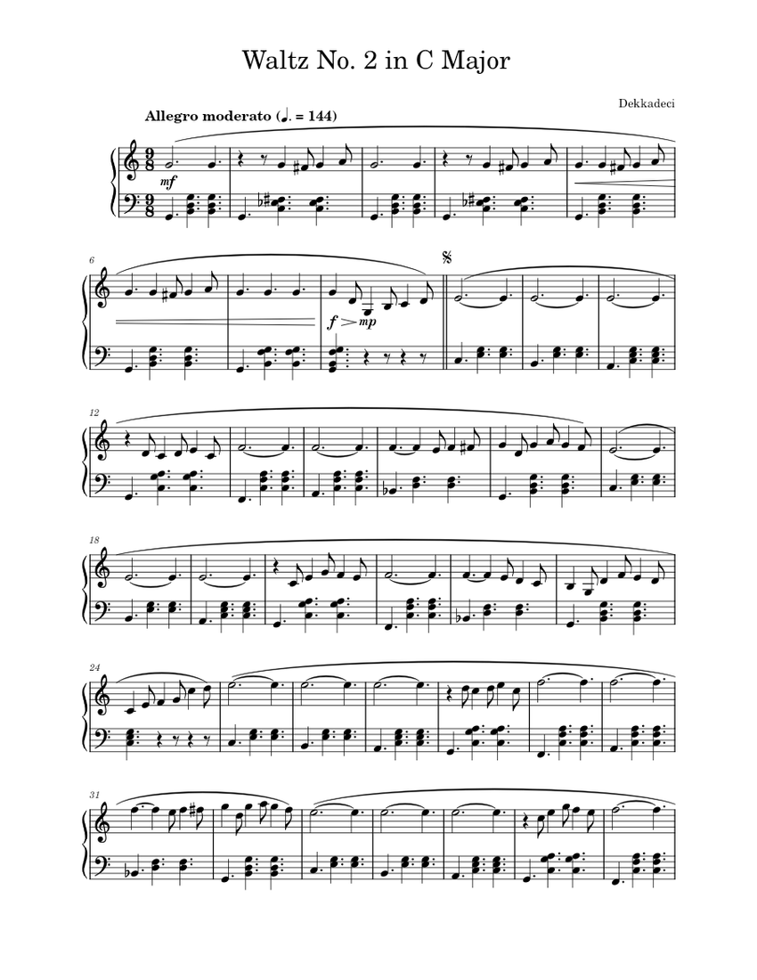 Waltz No. 2 in C Major [UCG SCORE] Sheet music for Piano (Solo ...