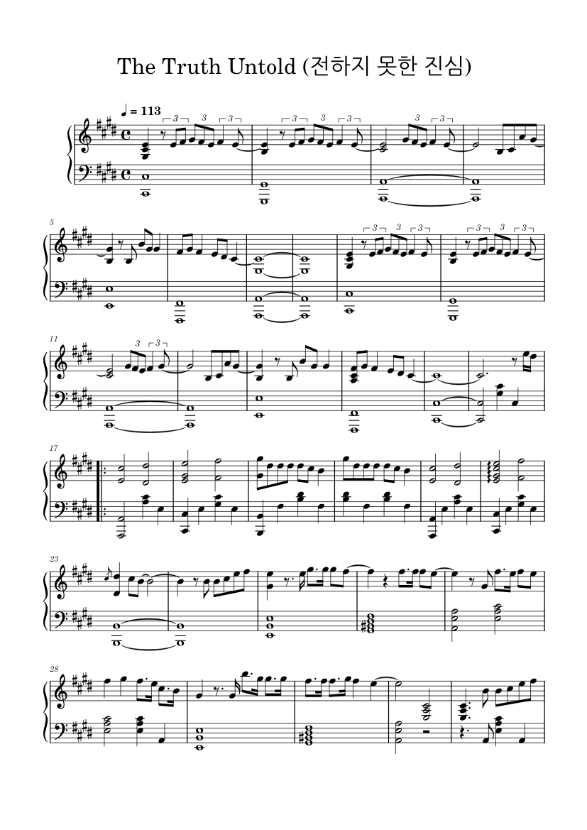 The Truth Untold - BTS Sheet Music for Piano (Solo) | MuseScore.com