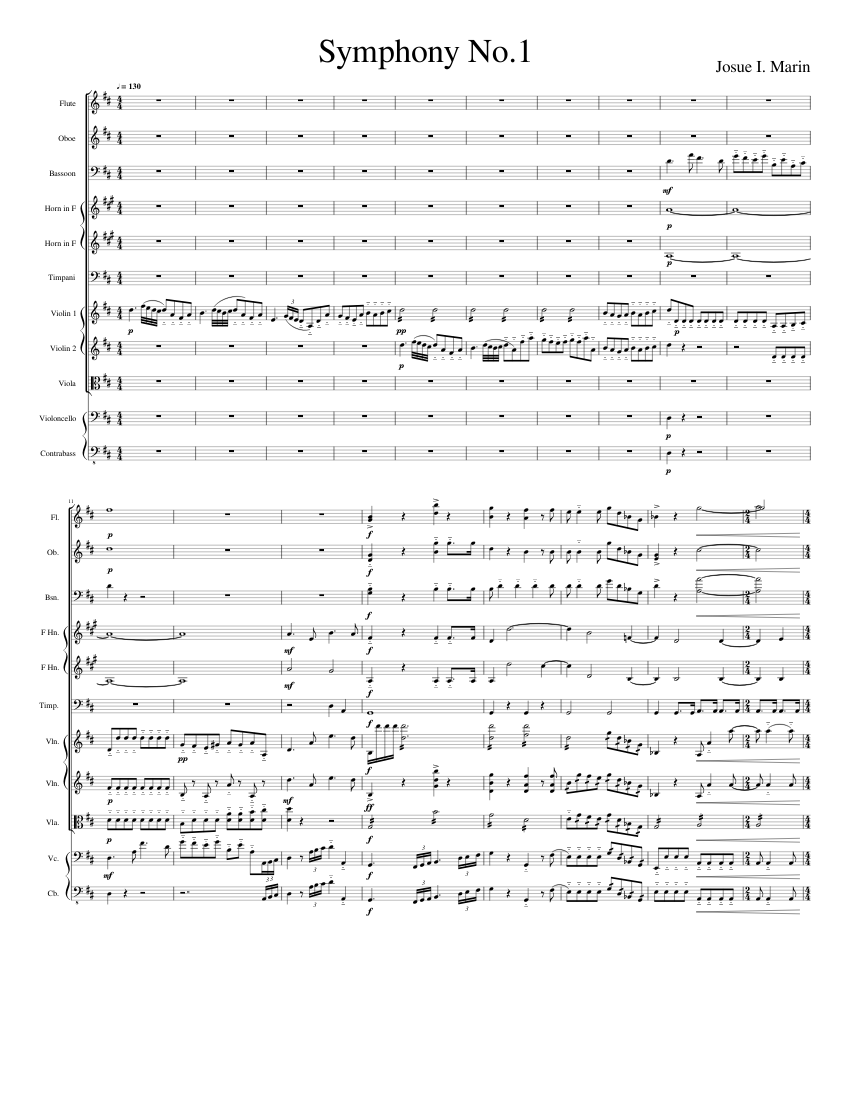 Symphony in D Sheet music for Flute, Oboe, Bassoon, French horn & more ...