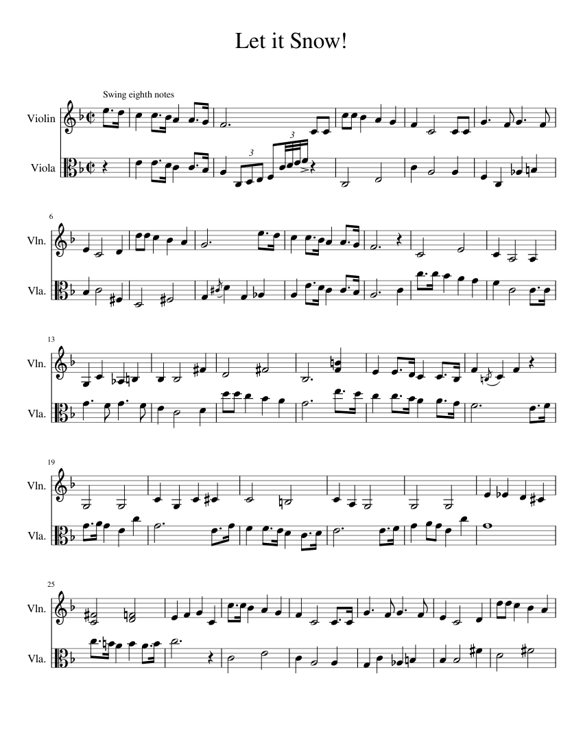 Let it Snow! Sheet music for Violin, Viola (String Duet) | Download and ...