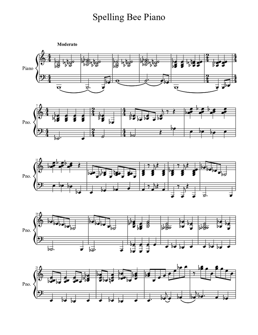 Spelling Bee Medley Piano Only - piano tutorial