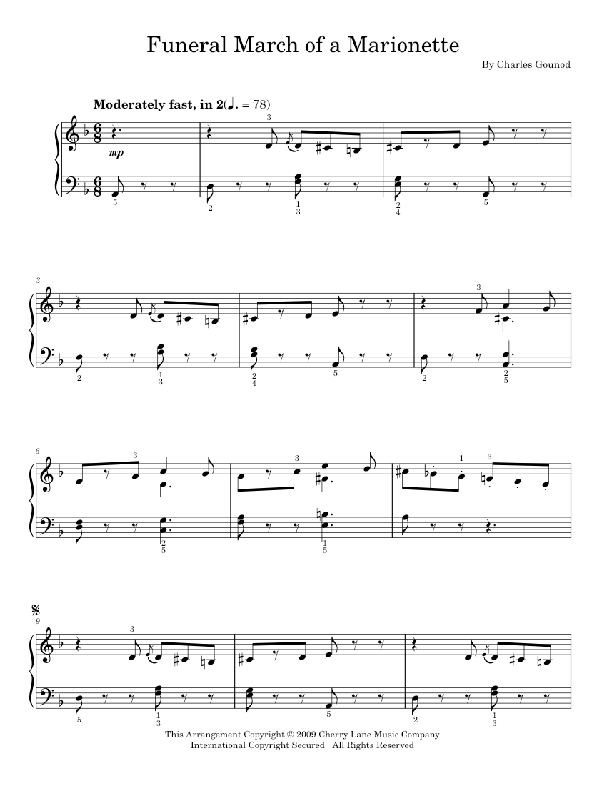 Funeral March of a Marionette Sheet music for Piano by Charles Gounod ...