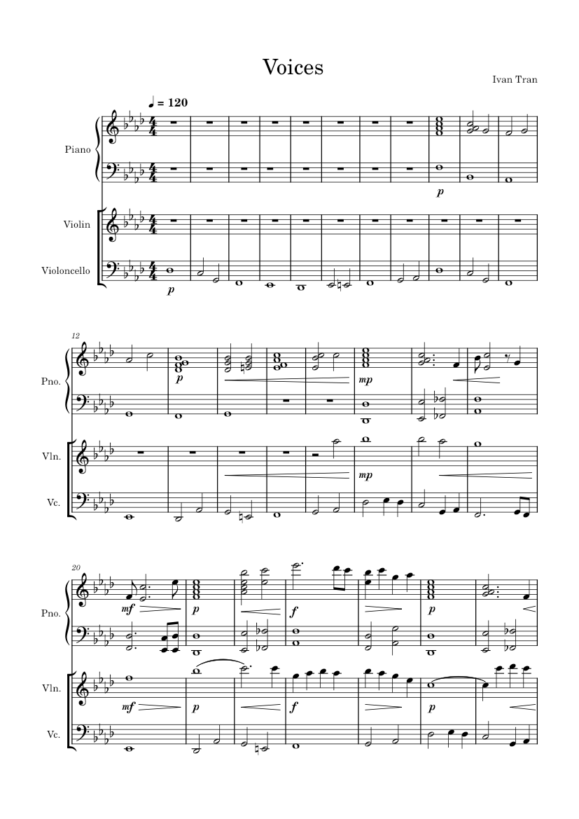 Voices Sheet music for Piano, Violin, Cello (Mixed Ensemble ...