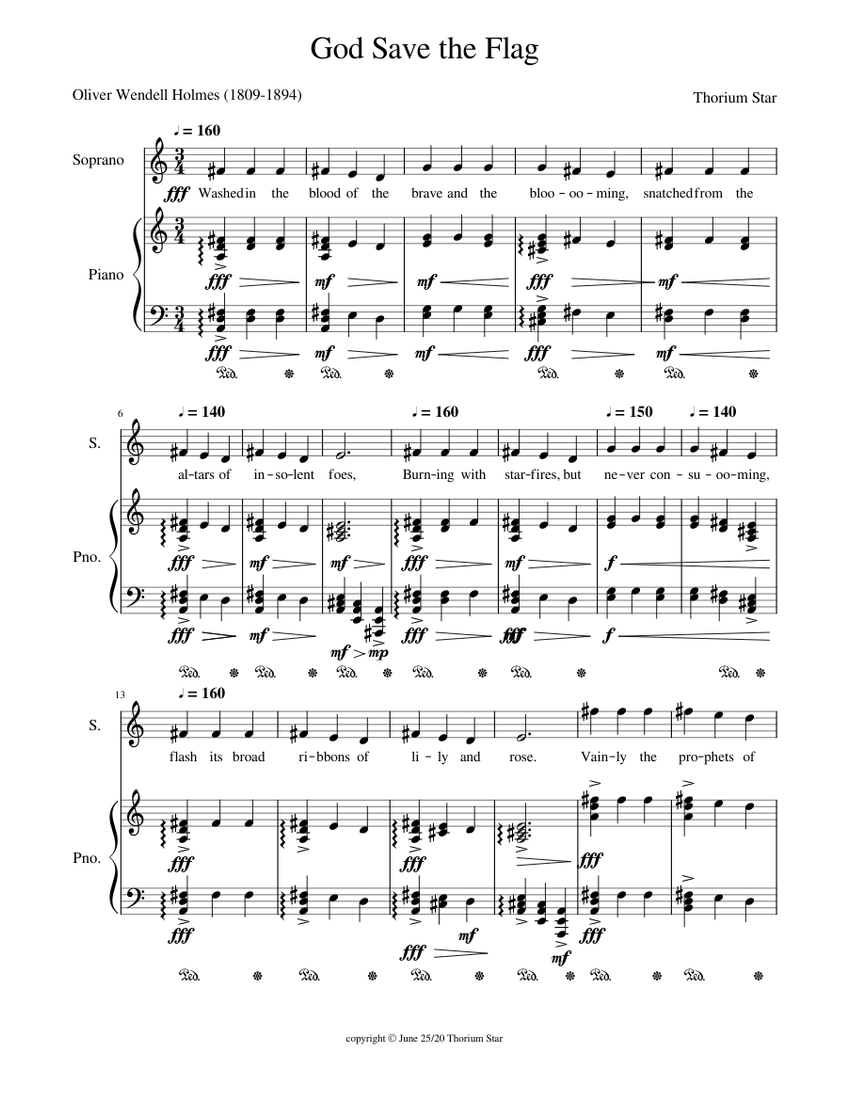 God Save the Flag, Words by Oliver W. Holmes Sr. (1809-1894), Music ...