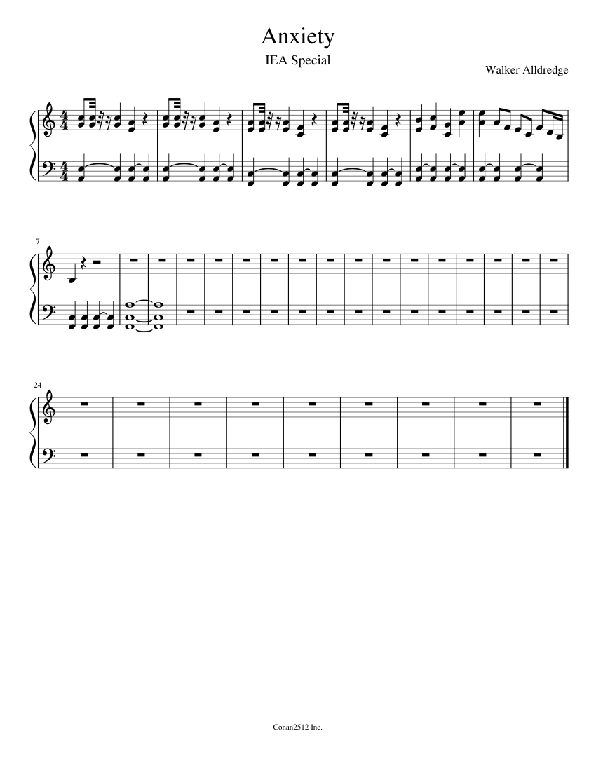 Anxiety(1) Sheet music for Piano (Solo) | Musescore.com
