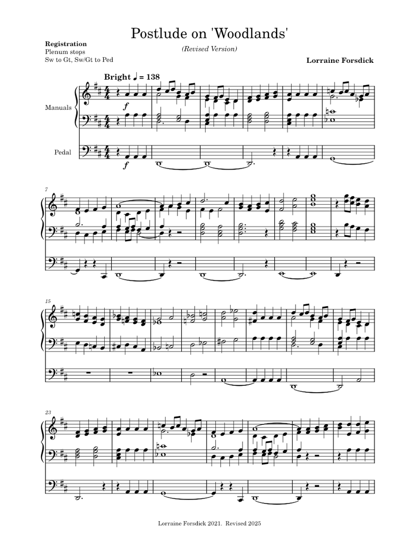 Postlude on 'Woodlands' Sheet music for Organ (Solo) | Musescore.com