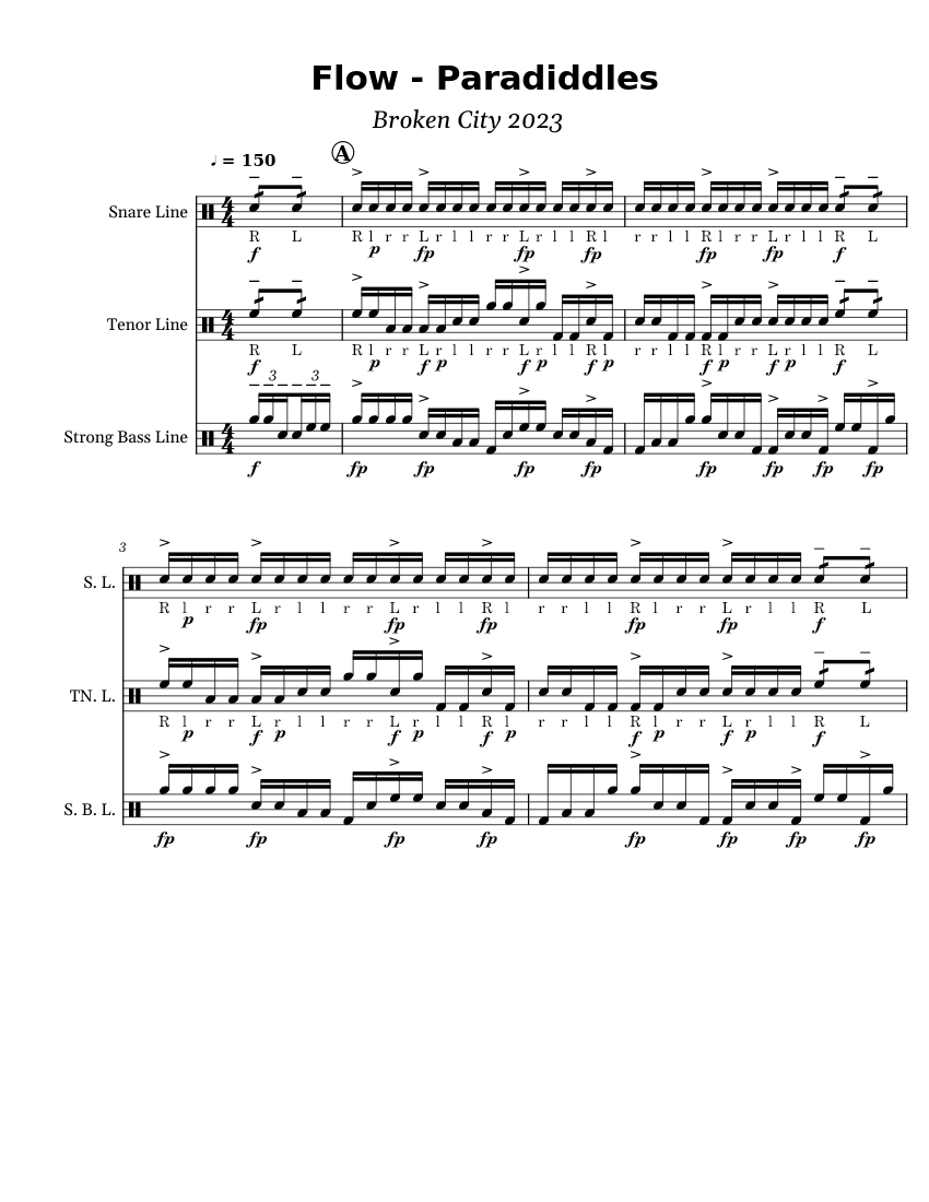 Flow – Paradiddles (Strong Bass) Sheet music for Snare drum, Tenor drum, Bass drum (Percussion ...