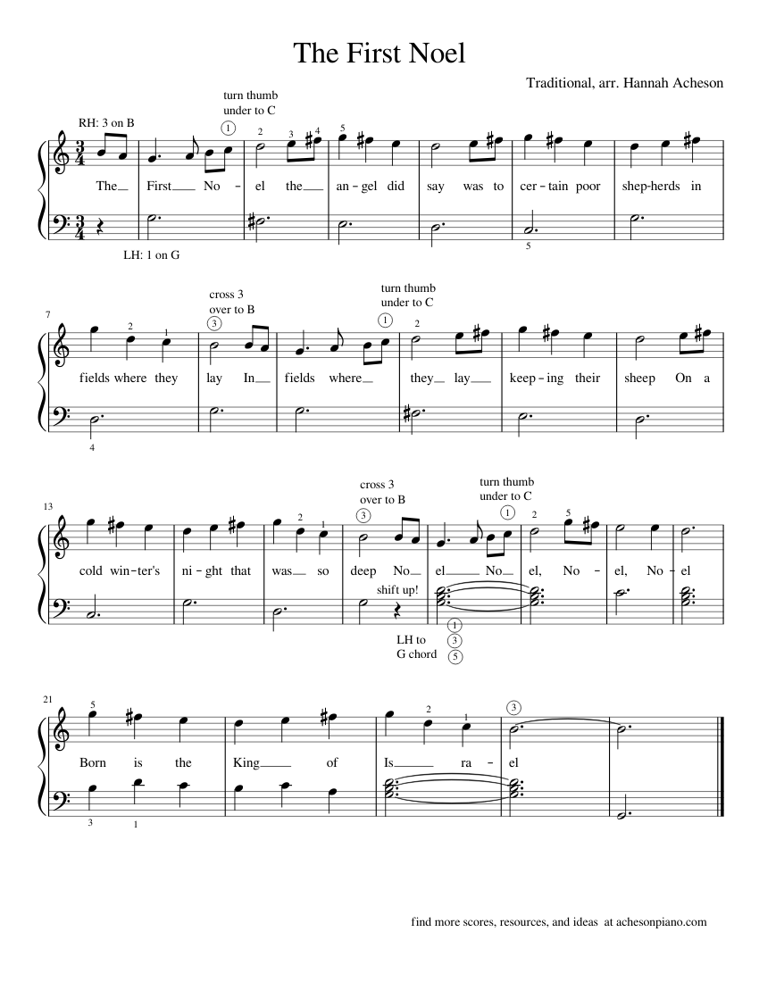 The First Noel (Easy Piano Arrangement) Sheet music for Piano (Solo ...