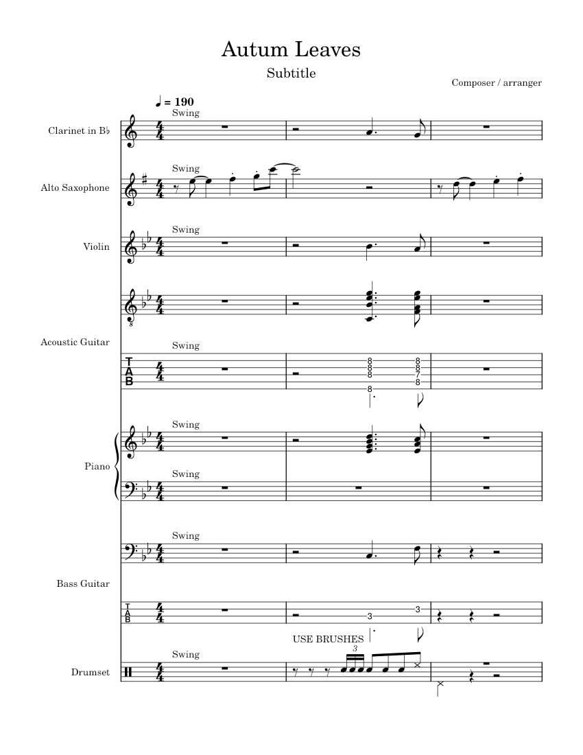 Autum leaves – Joseph Koshma Autum Leaves Sheet Music and Tab for Piano ...