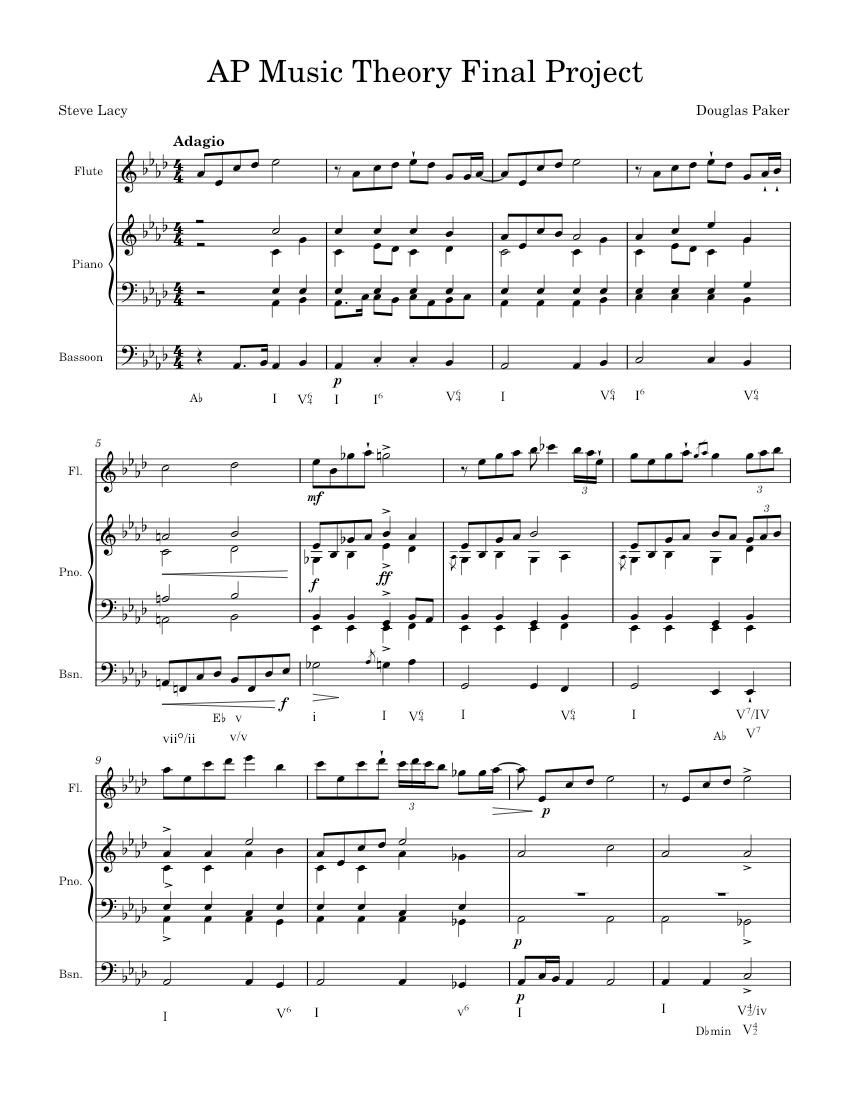 AP Music Theory Final Project Sheet music for Piano, Flute, Bassoon ...