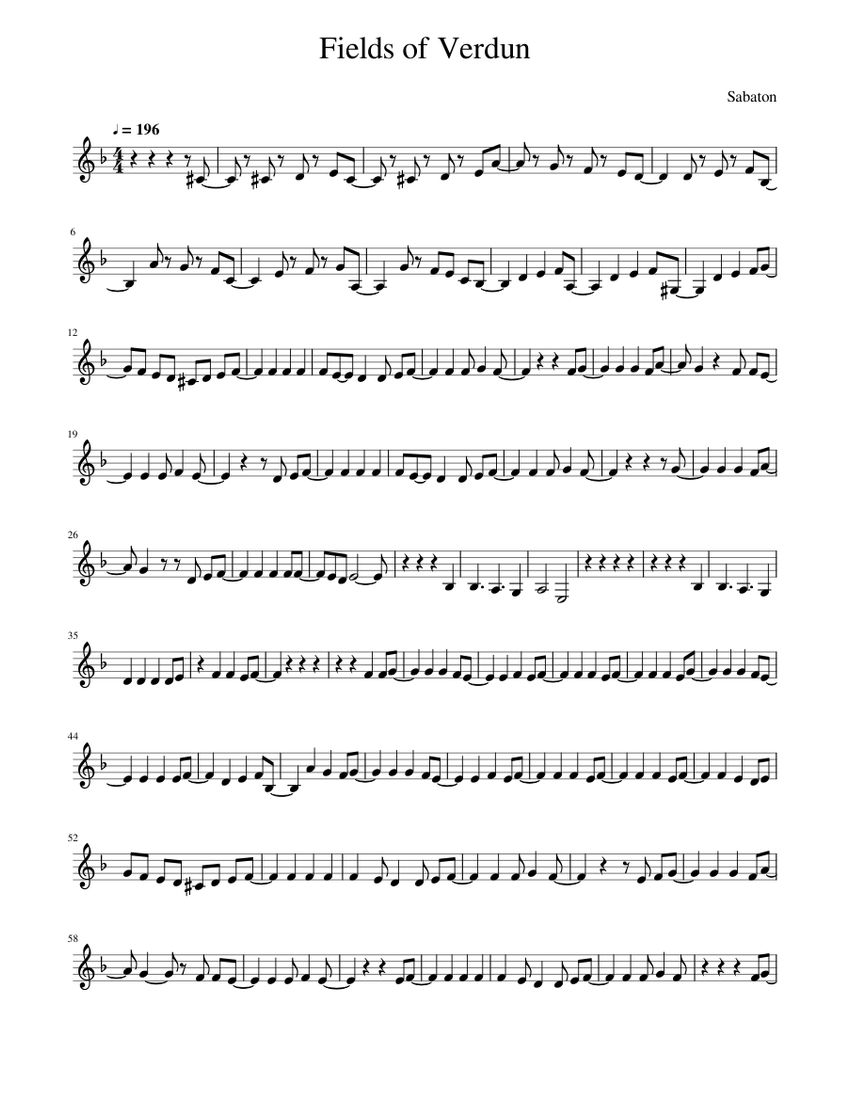 Fields of Verdun Sheet music for Piano (Solo) Easy | Musescore.com