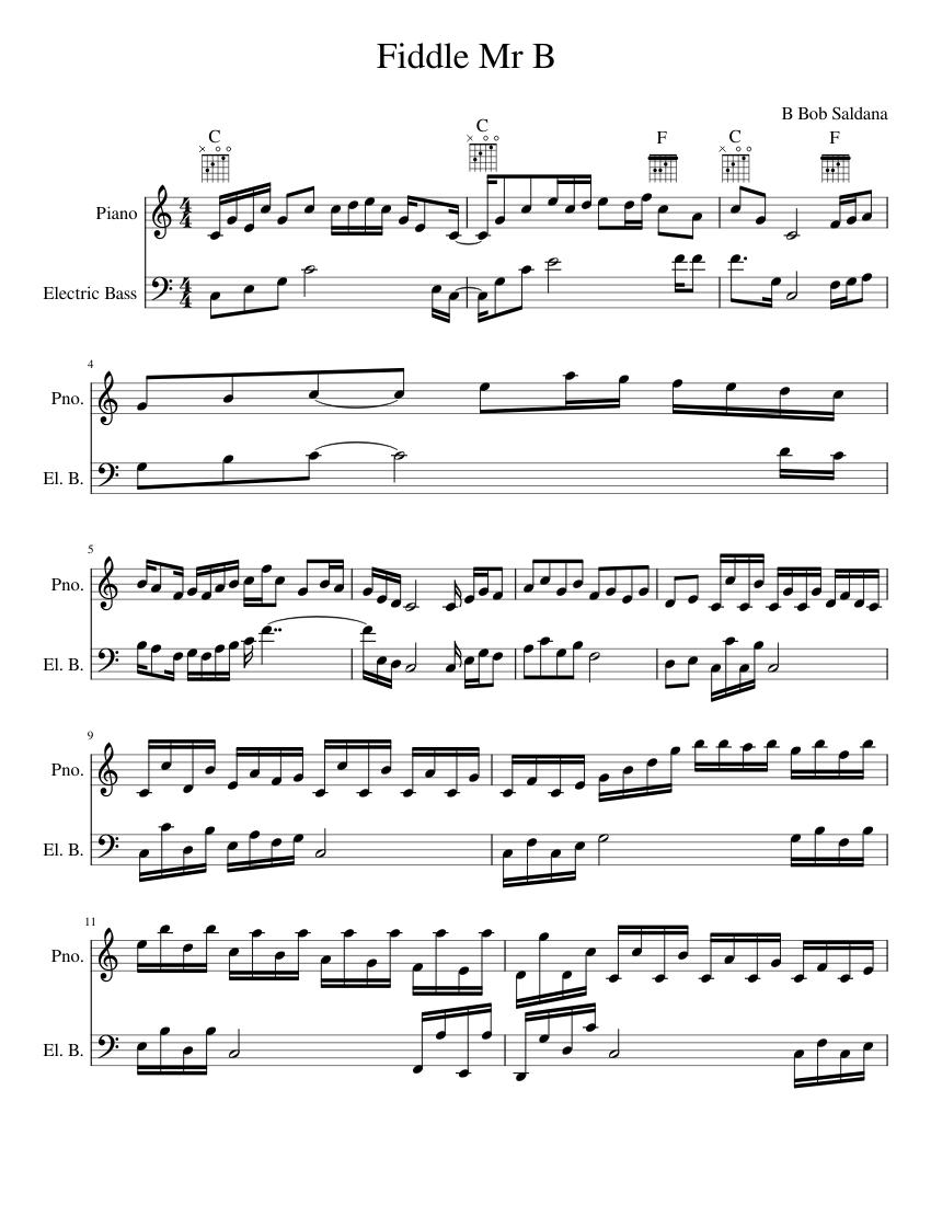 Fiddle Mr B Sheet music for Piano, Bass guitar (Mixed Duet) | Musescore.com