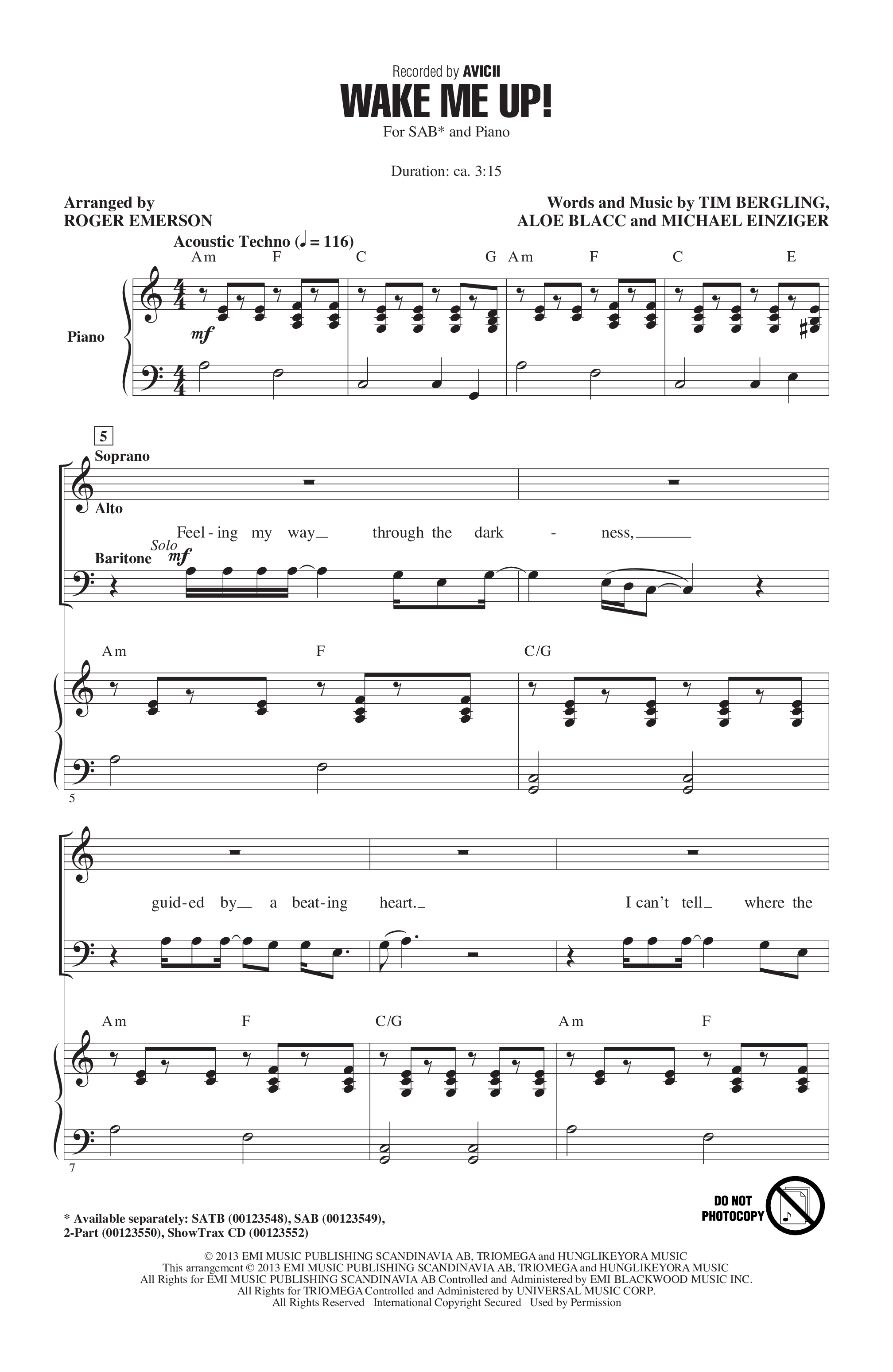 Play Official version of Wake me up sheet music by Avicii for Vocals ...