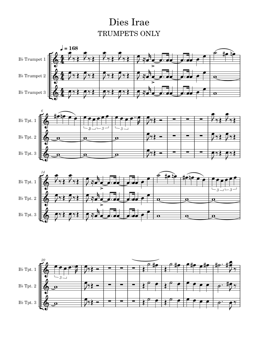 Dies Irae Sheet music for Trumpet in b-flat (Brass Trio) | Musescore.com