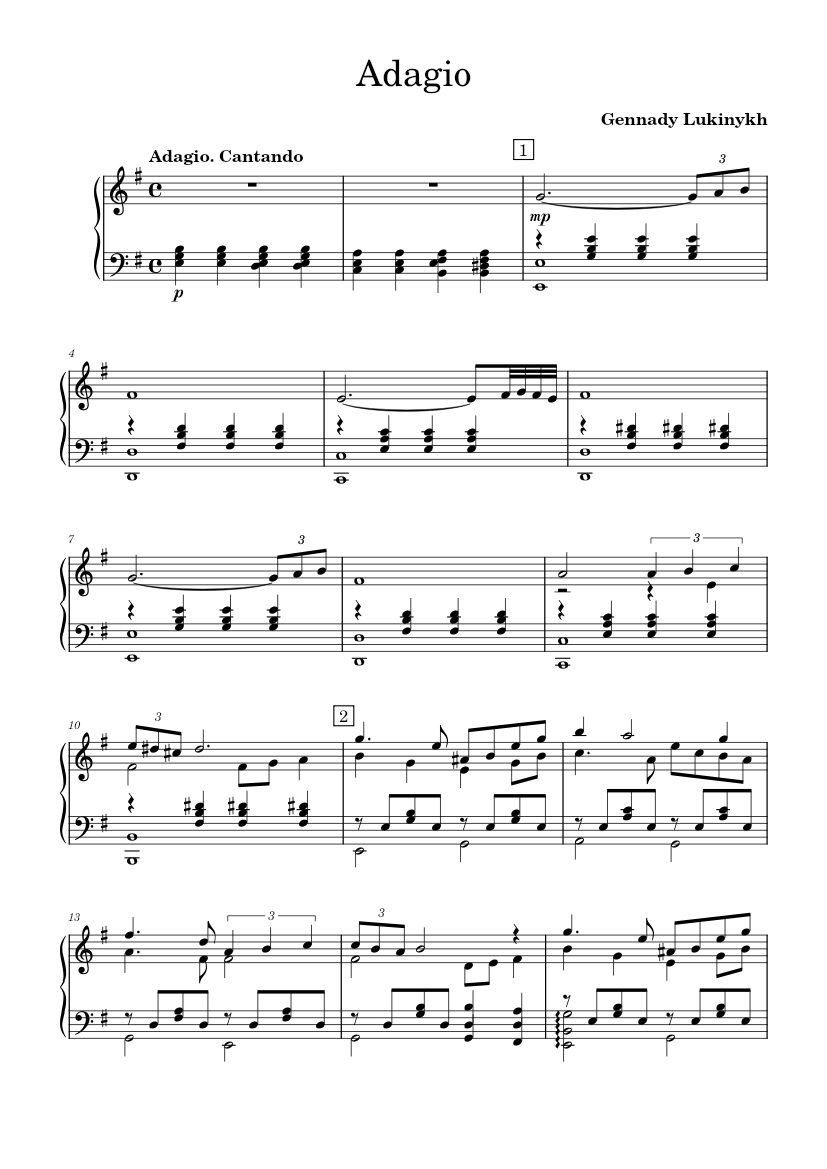 Adagio – Gennady Lukinykh Sheet Music for Piano (Solo) | MuseScore.com