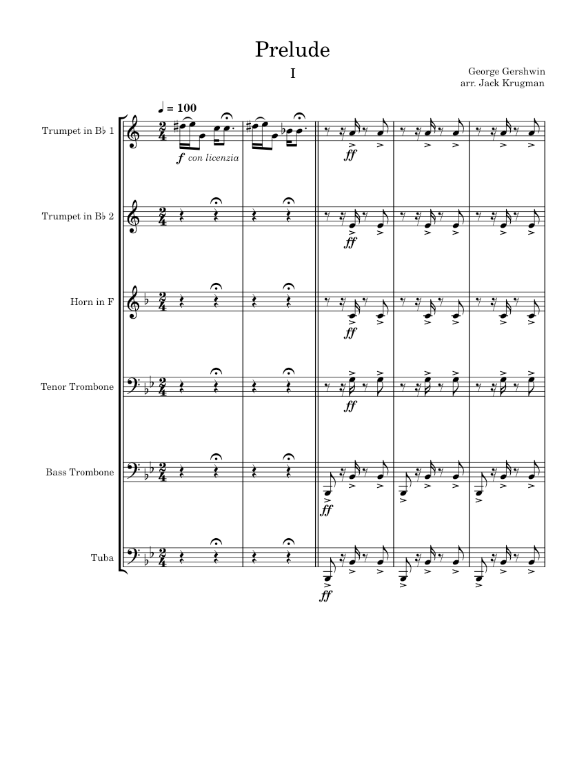 3 Preludes – George Gershwin Prelude Sheet music for Trombone, Tuba ...
