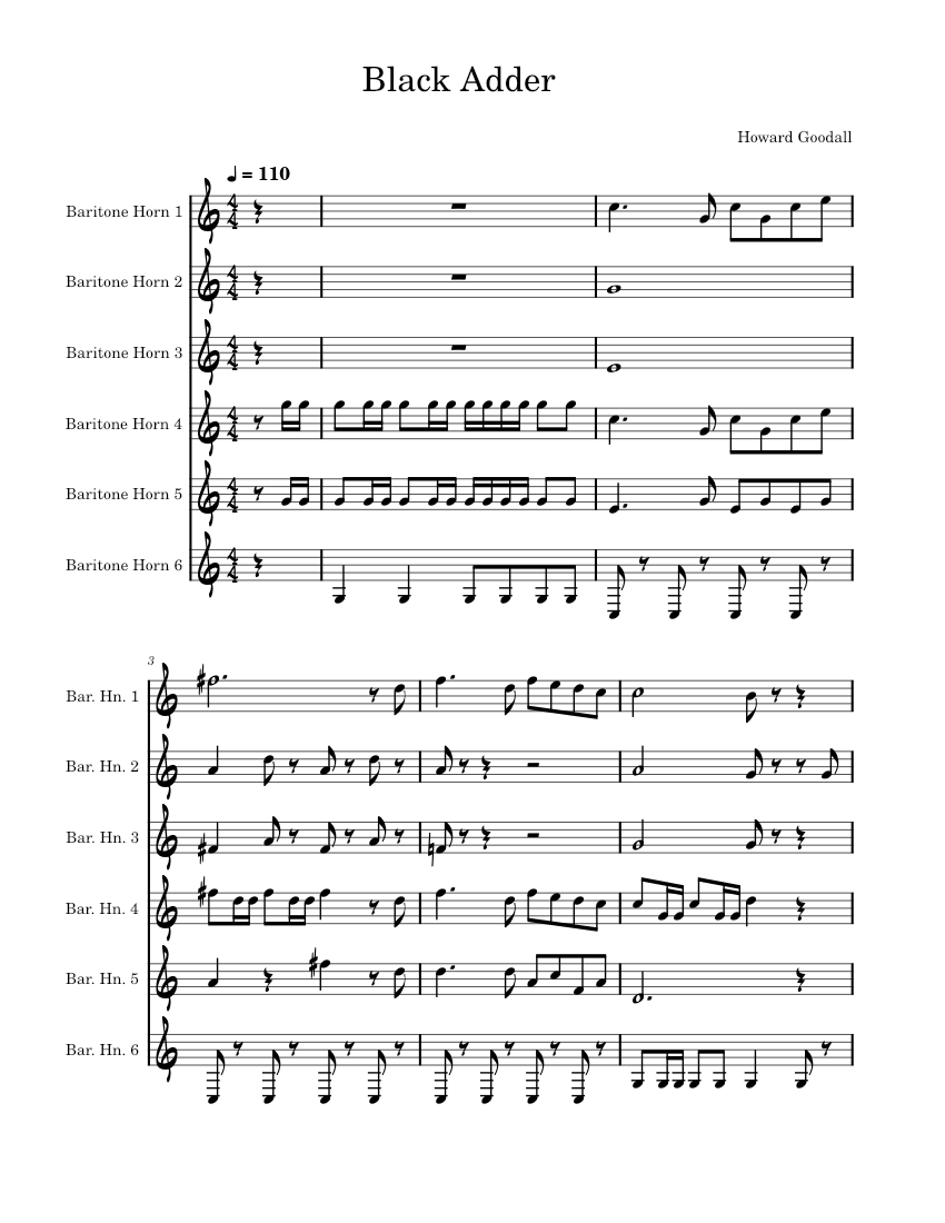 Black Adder – Howard Goodall Sheet Music for Baritone horn (Brass ...