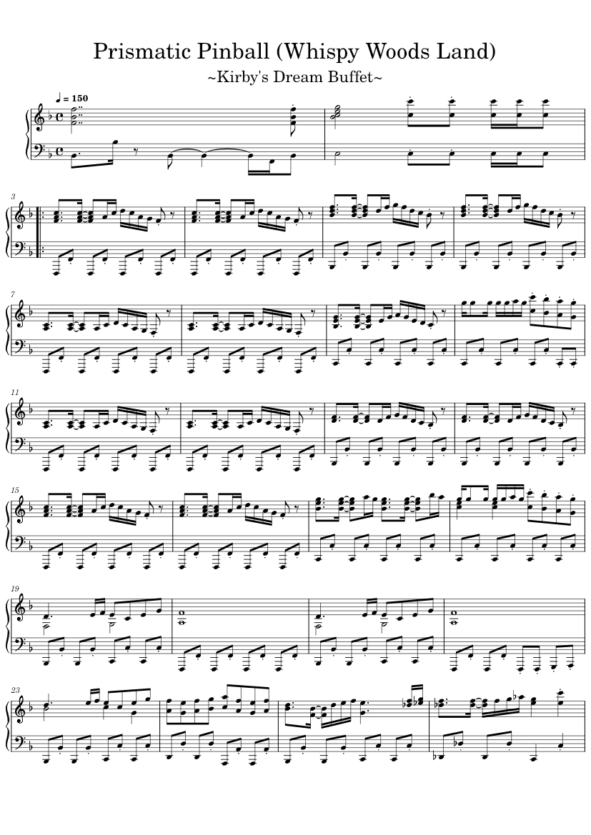 Prismatic Pinball – Kirby's Dream Buffet Sheet Music for Piano (Solo ...