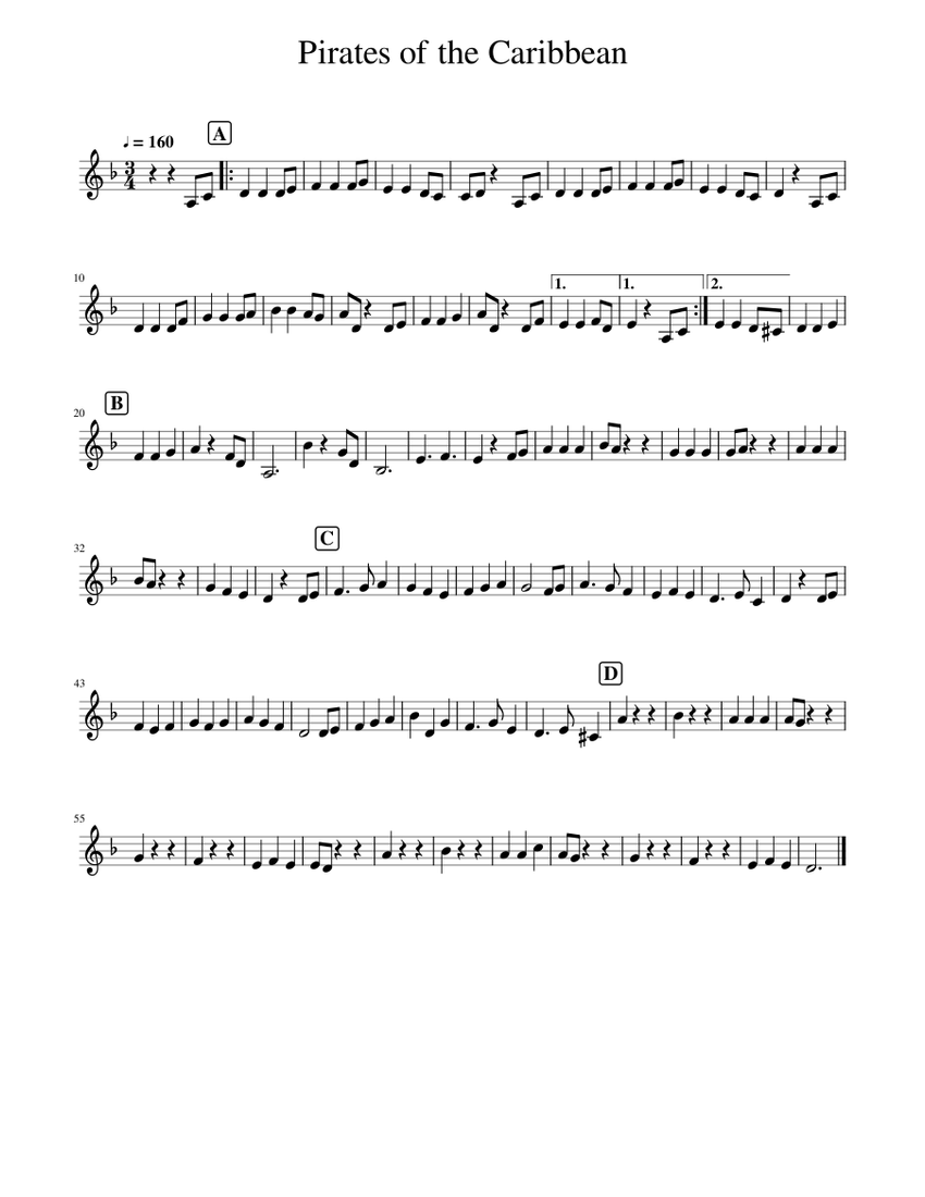 Pirates of the Caribbean Sheet music for Trumpet in b-flat (Solo ...